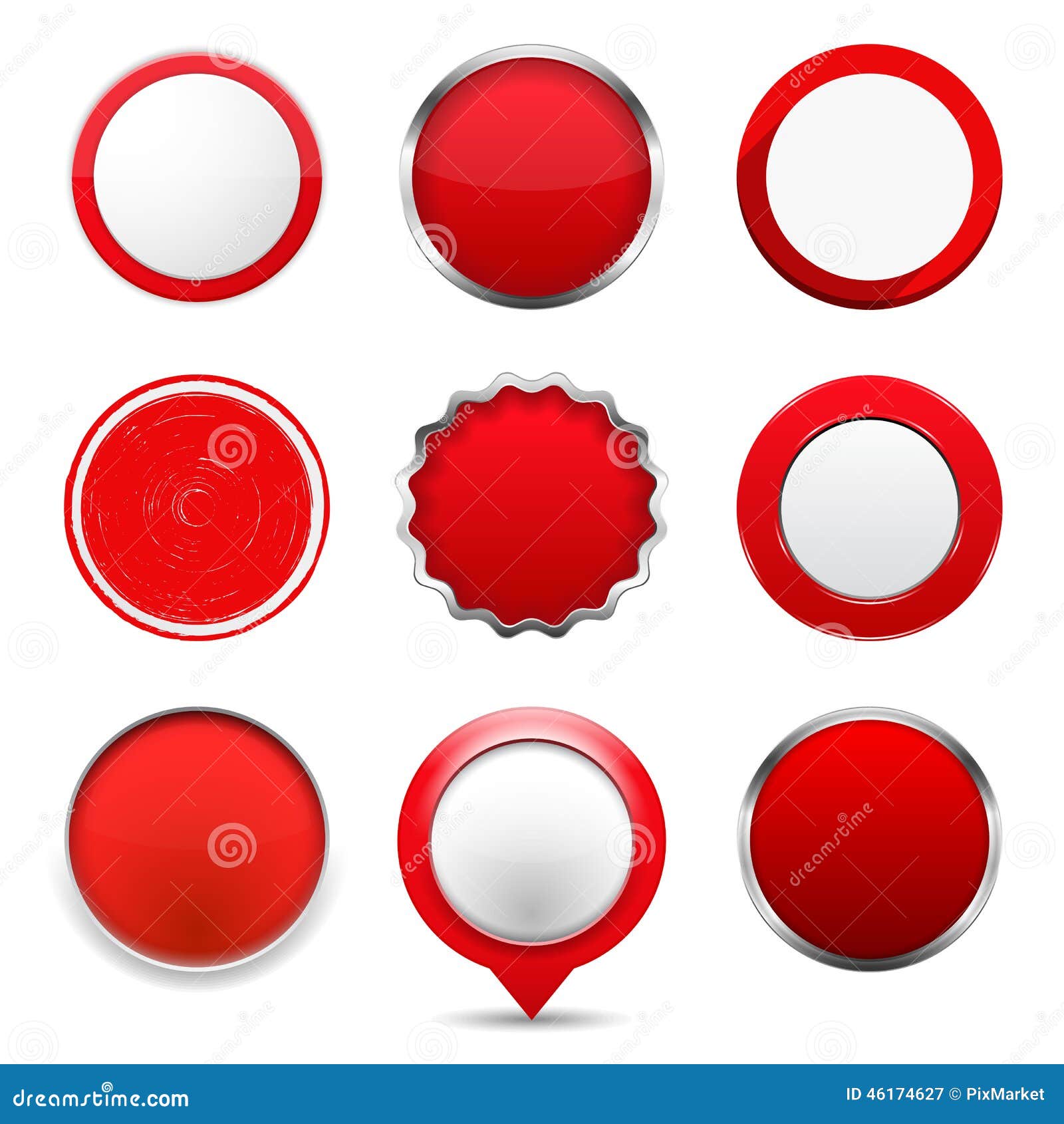 Round Buttons Strip List Of Paint Underline Column Isolated On White ...