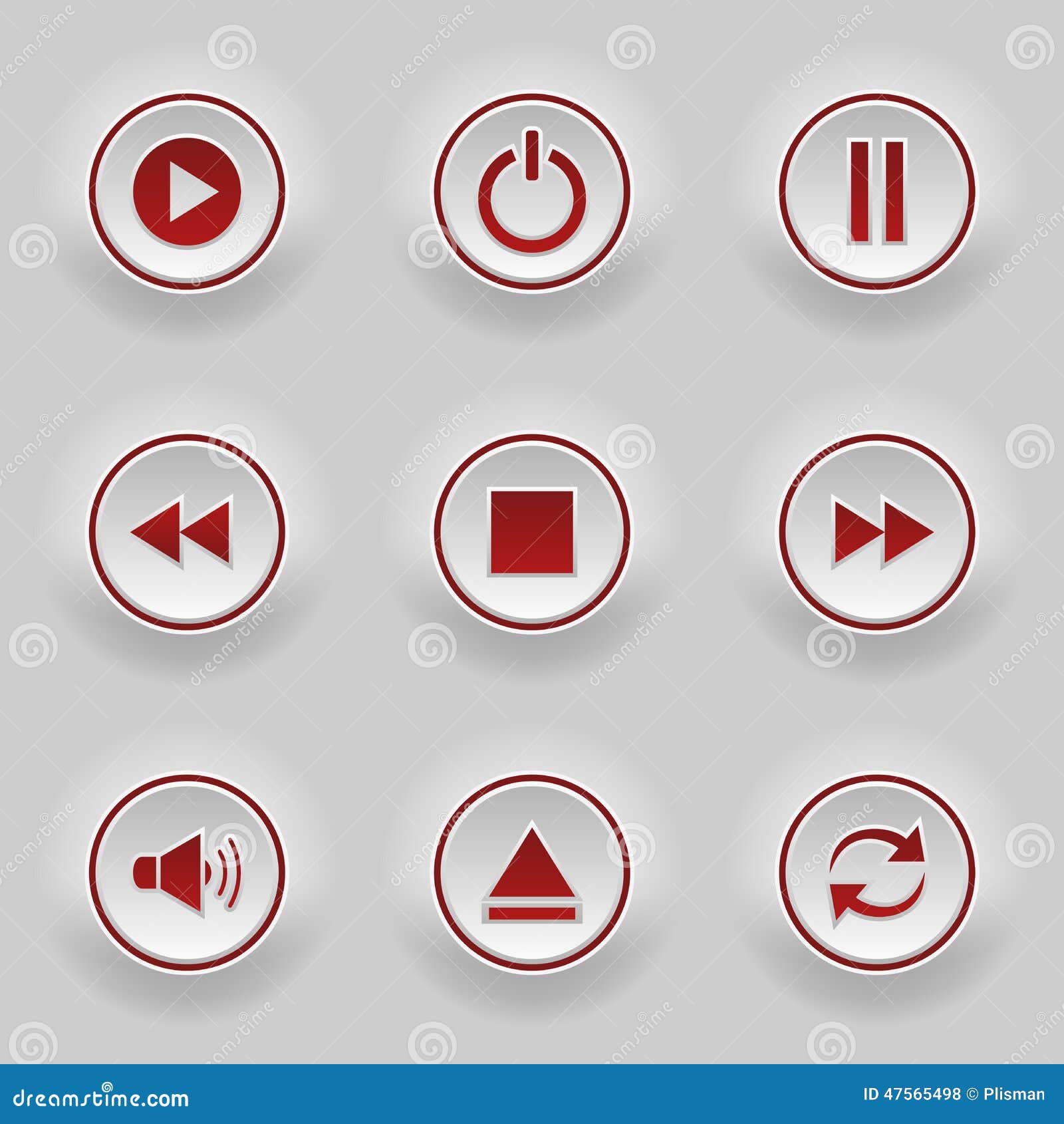 Red Round Buttons for Web Player Stock Vector - Illustration of vector ...