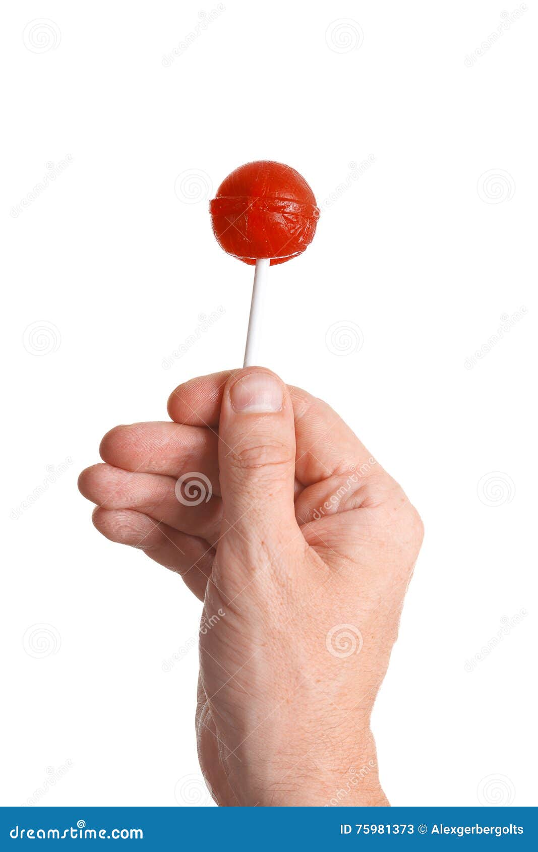 Red Round Candy in Hand Isolated on White Stock Image - Image of yummy ...
