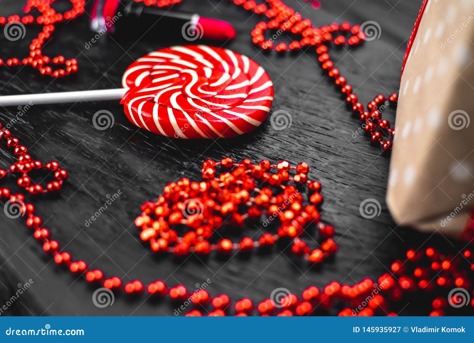 Red, Round Colored Lollipop on Black Background Stock Image - Image of ...