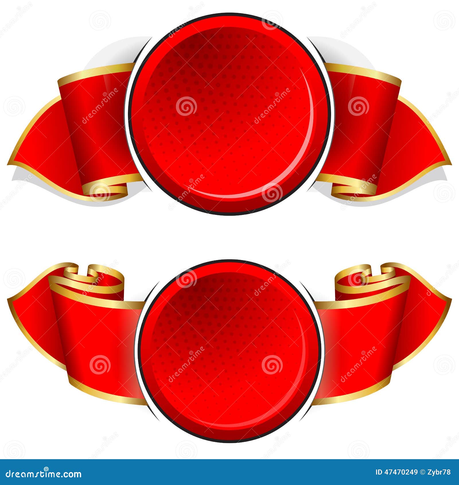Red Round Frame with Ribbon Stock Illustration - Illustration of ...
