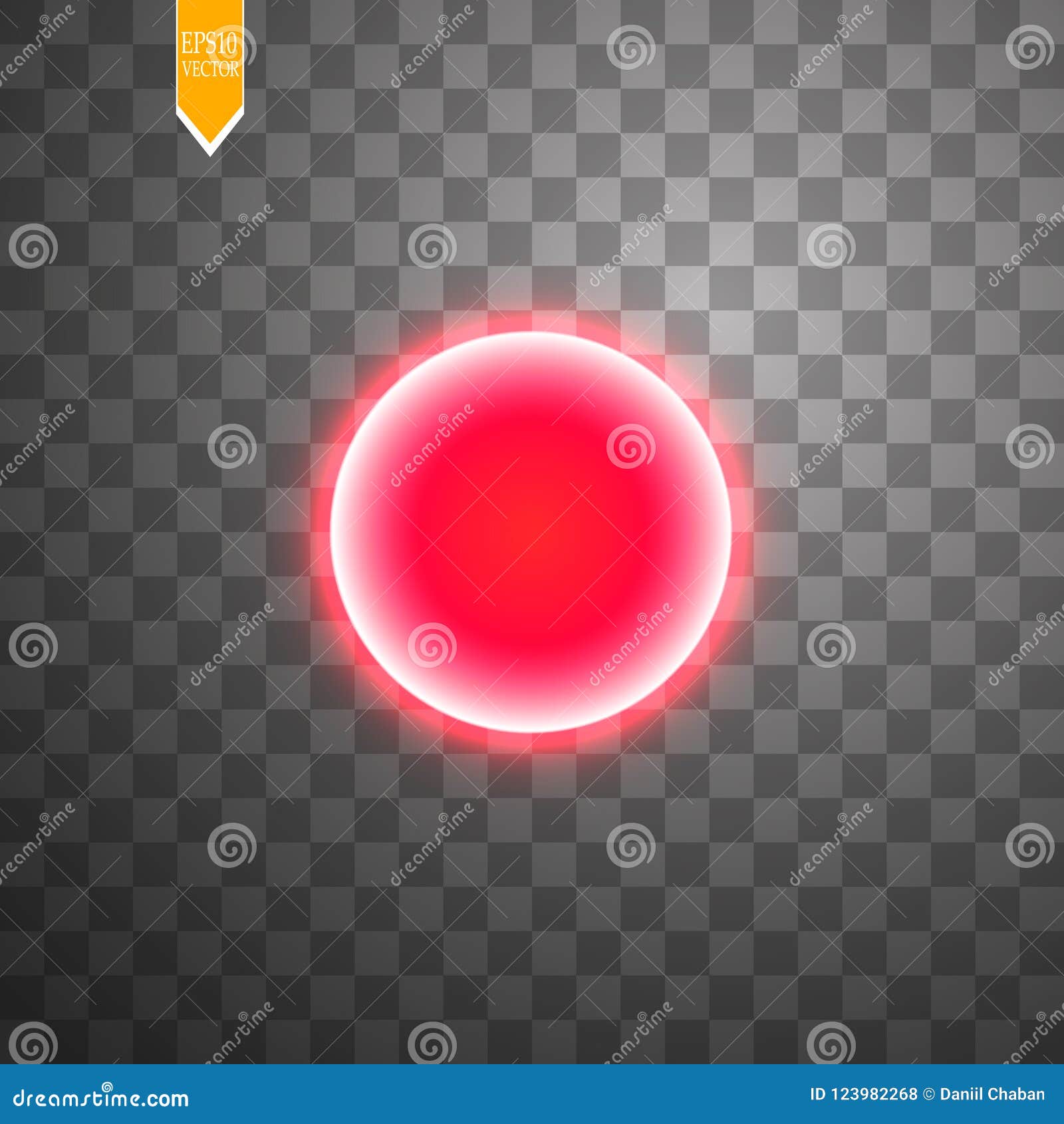 Red Round Frame. Shining Circle Banner. Isolated on Black Transparent ...