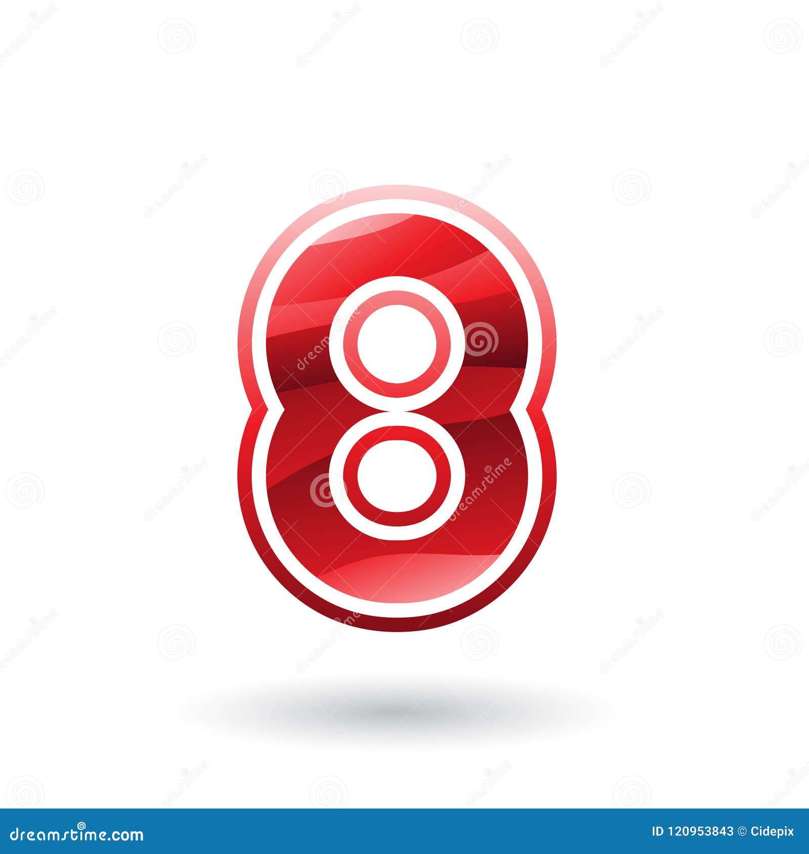 Red Round Icon for Number 8 Vector Illustration Stock Vector ...