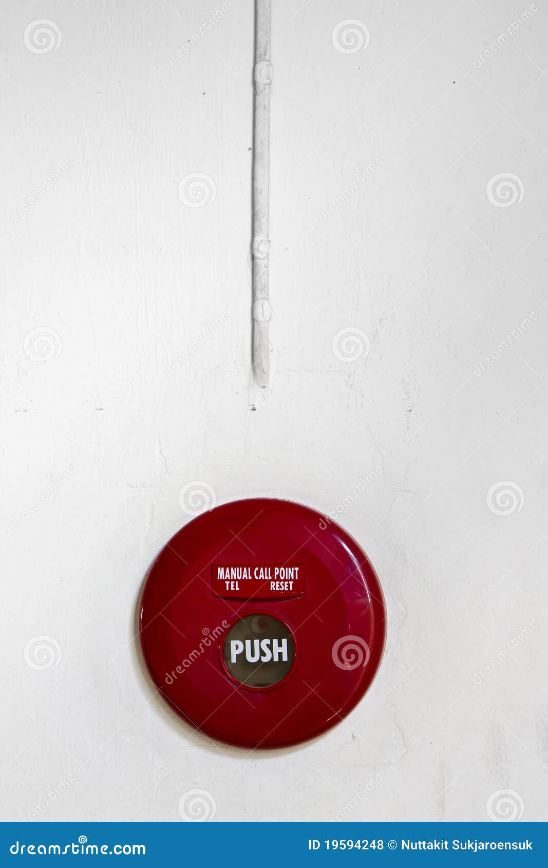 Red Round Manual Call Point Stock Photo - Image of wall, metal: 19594248
