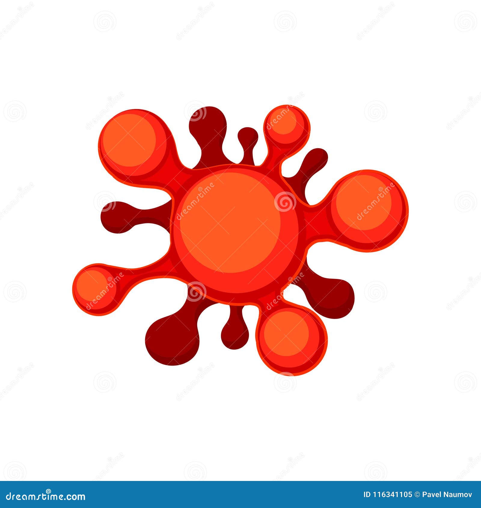 Flat Vector Icon of Red Round-shaped Virus or Bacteria. Structure of ...