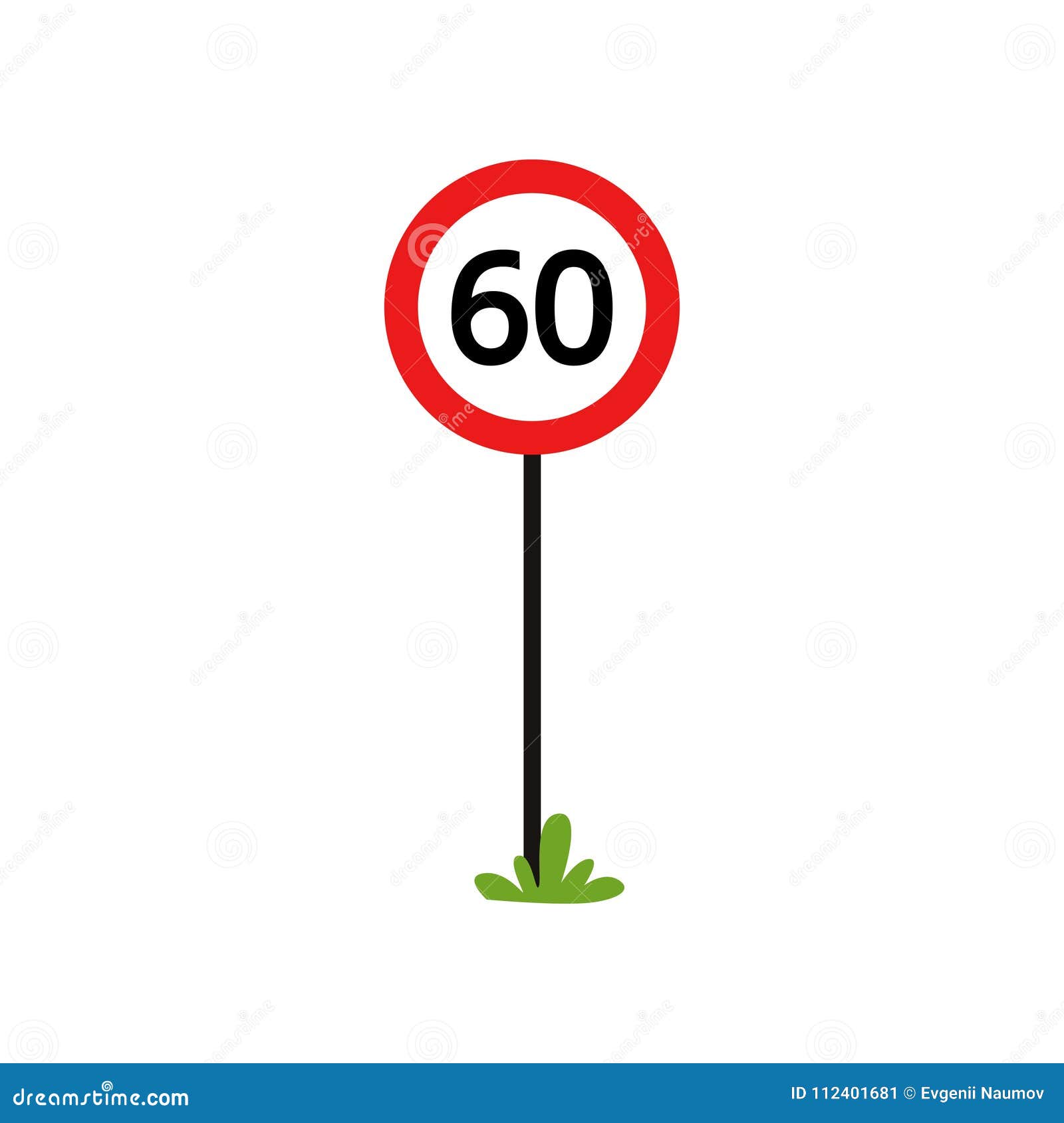 Red Round Sign with Number 60 - Indicate Maximum Speed Limit. Flat ...
