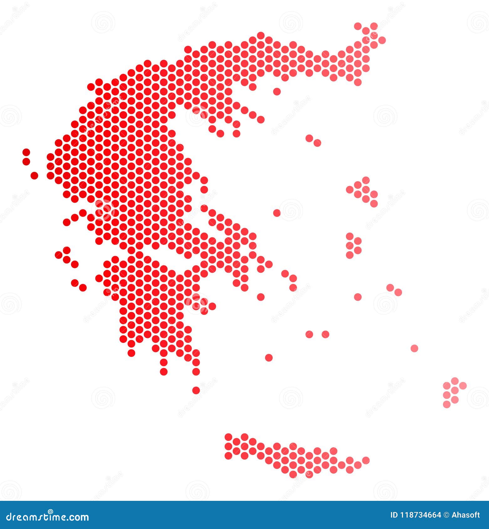 Red Dotted Greece Map stock vector. Illustration of nation - 118734664