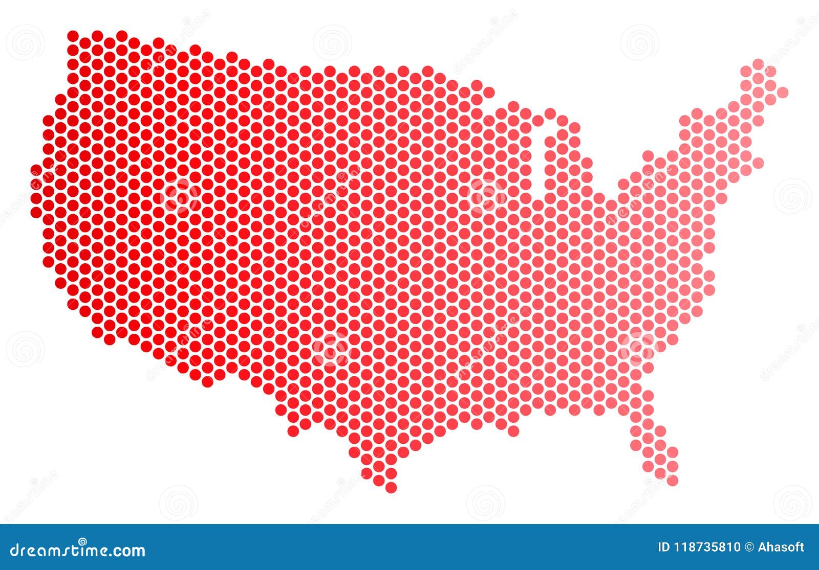 Red Dotted USA Map stock vector. Illustration of land - 118735810