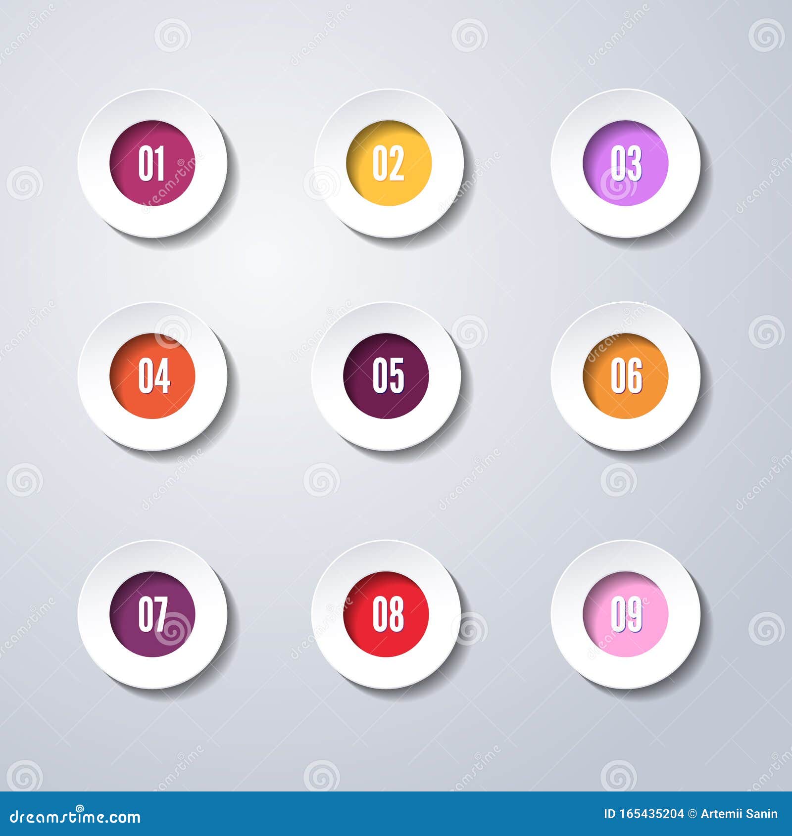 Red Round Stickers with Numbers . Vector Illustration Stock ...