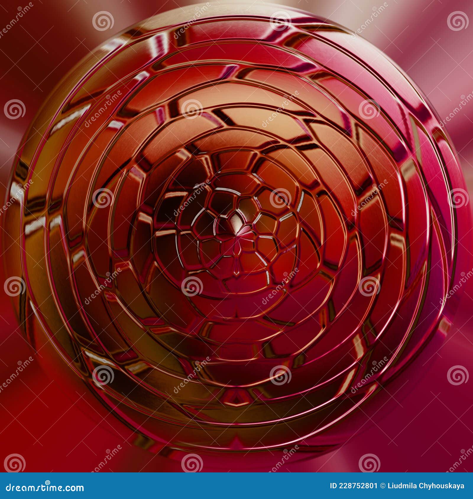 Red, Round Texture on a Red Background. 3D Image of a Glossy Ball with ...