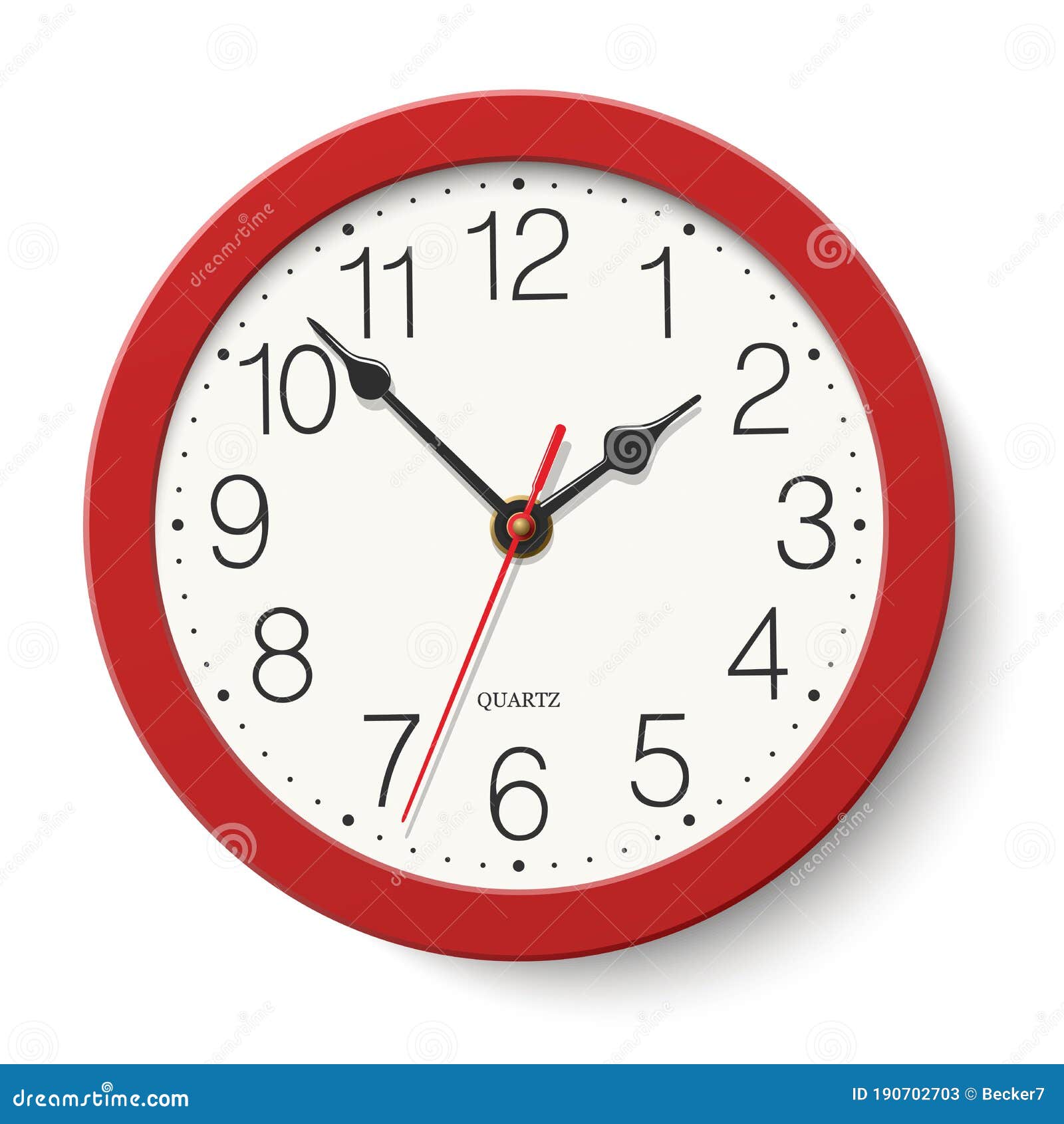 Red Round Wall Clock Isolated on White Background Stock Vector ...