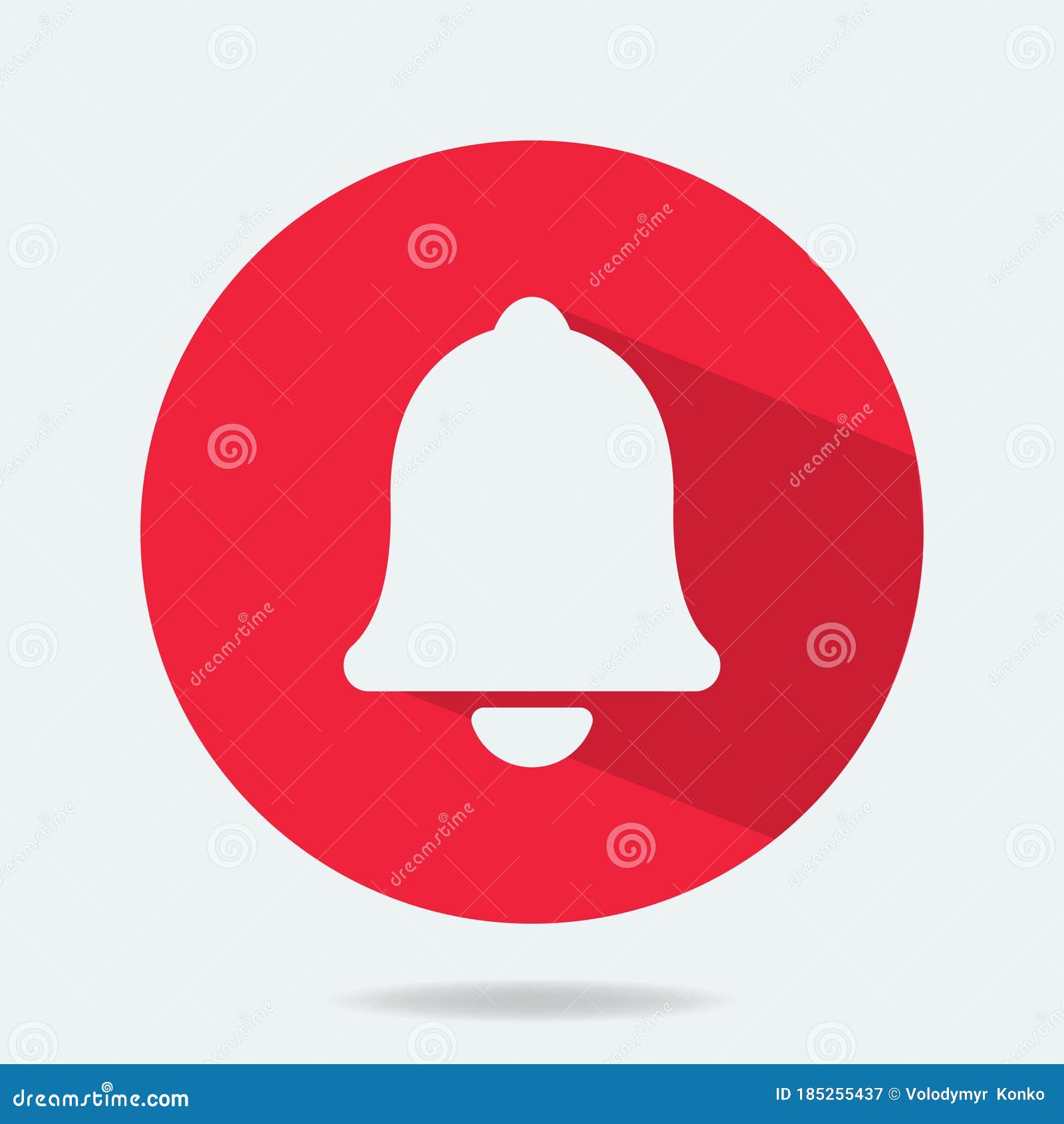 Red Round Web Button Bell with Shadow. Template Bell Web Symbol App, Ui ...
