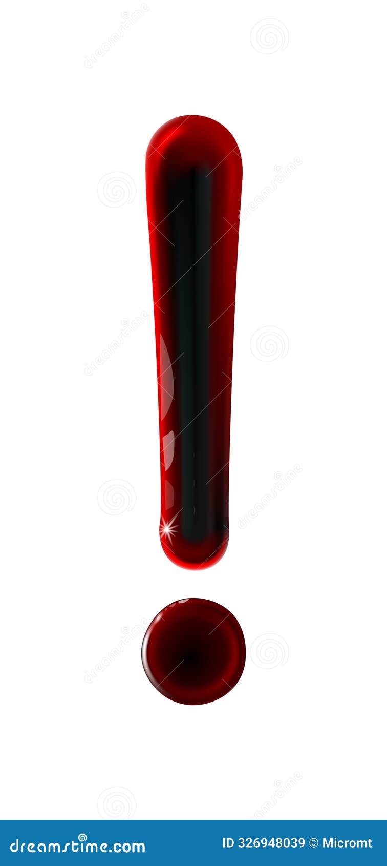 Red Rounded Plastic Glossy Realistic Exclamation Mark Icon, Isolated ...