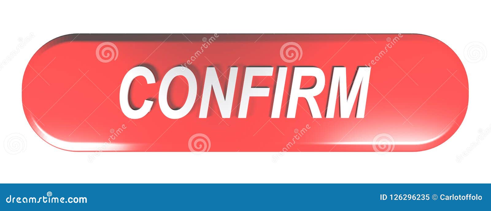 Red Rounded Rectangle Push Button CONFIRM - 3D Rendering Stock ...