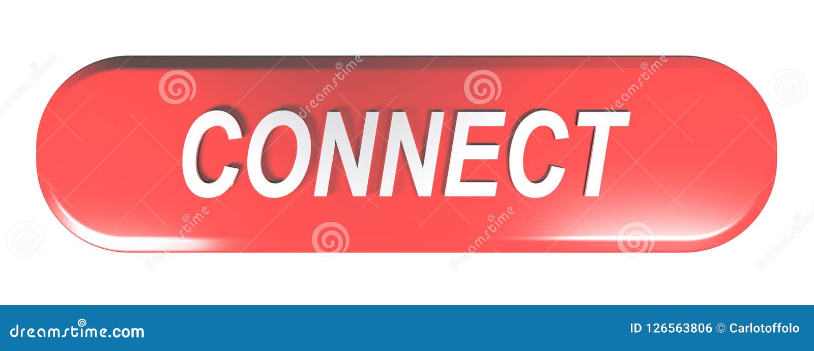 Red Rounded Rectangle Push Button CONNECT - 3D Rendering Stock ...