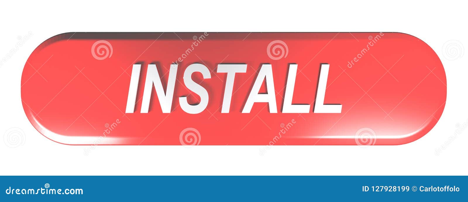 Red Rounded Rectangle Push Button INSTALL - 3D Rendering Stock ...
