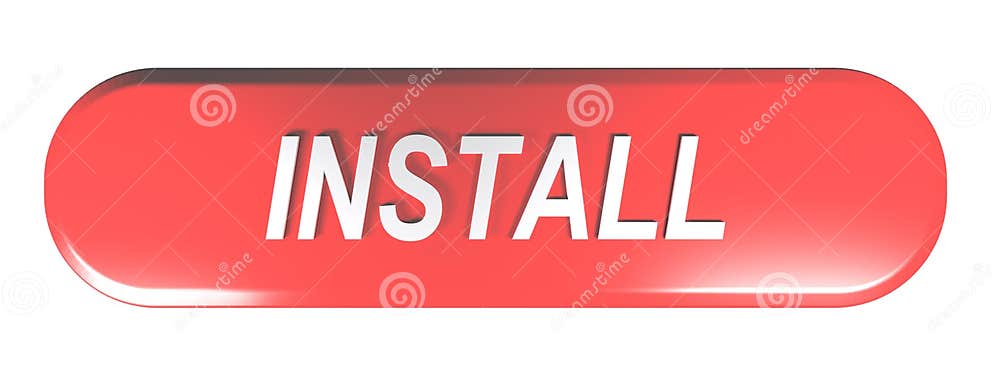 Red Rounded Rectangle Push Button INSTALL - 3D Rendering Stock ...