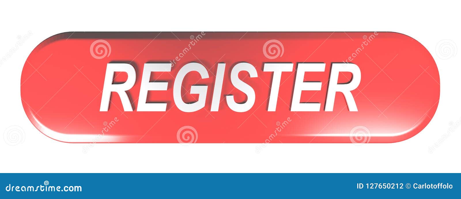 Red Rounded Rectangle Push Button REGISTER - 3D Rendering Stock ...