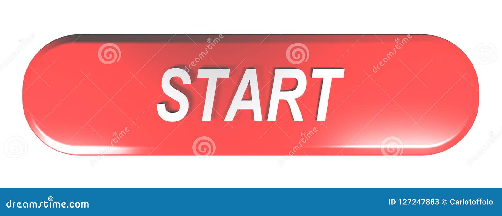 Red Rounded Rectangle Push Button START - 3D Rendering Stock ...