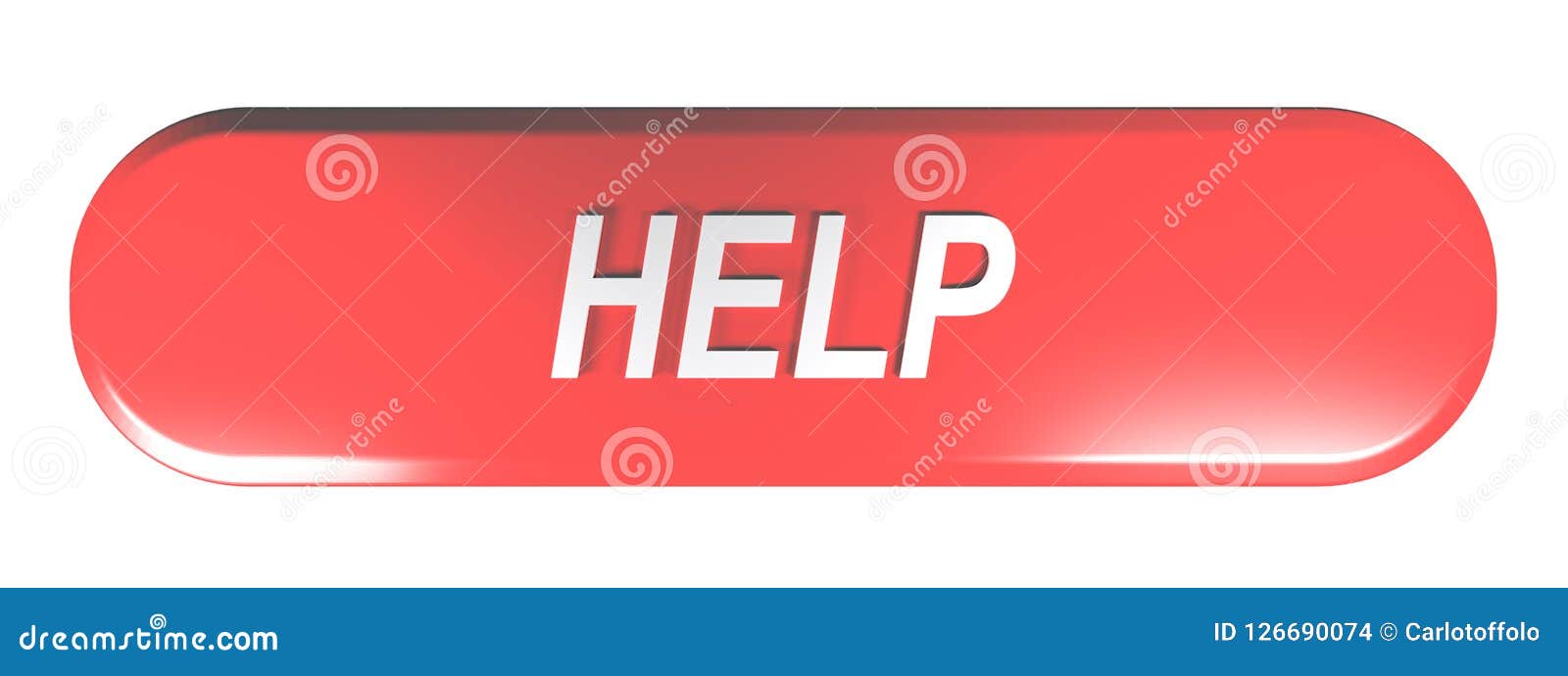 Red Rounded Rectangle Push Button HELP - 3D Rendering Stock ...