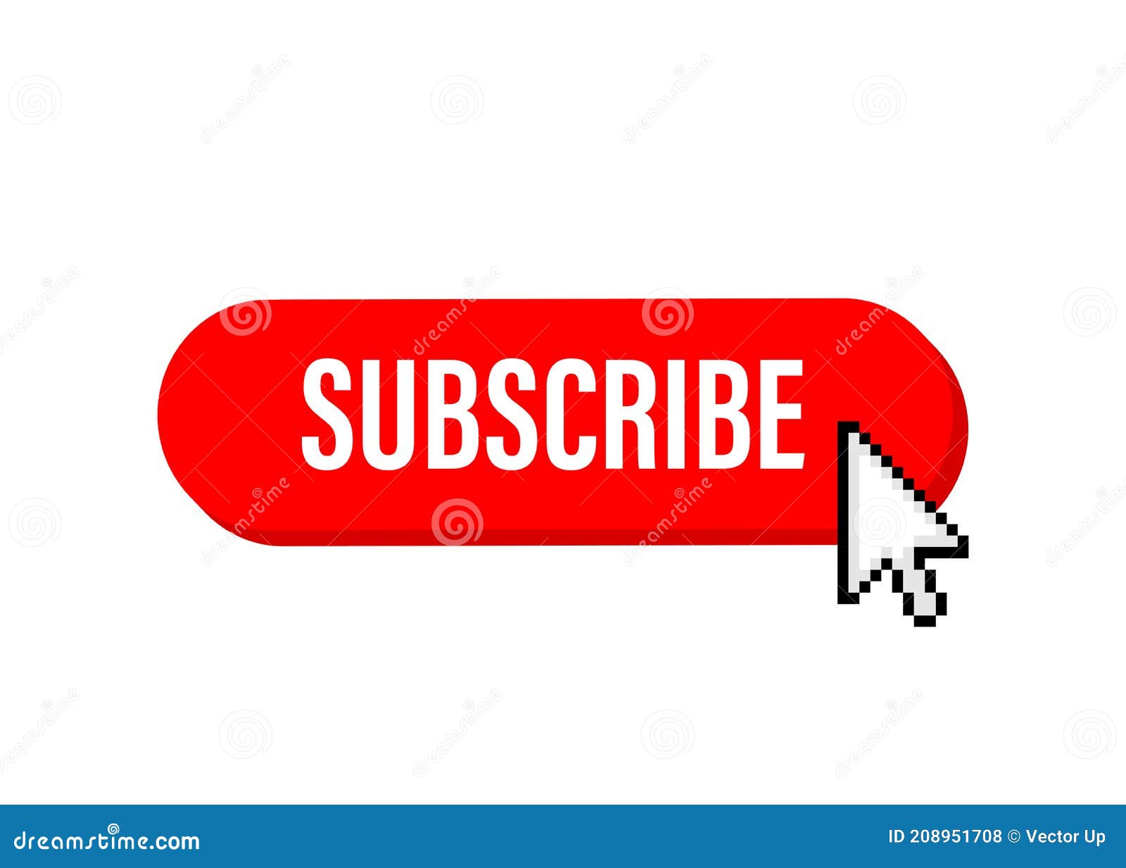 Red Rounded Subscribe Button on White Background. Vector Illustration ...