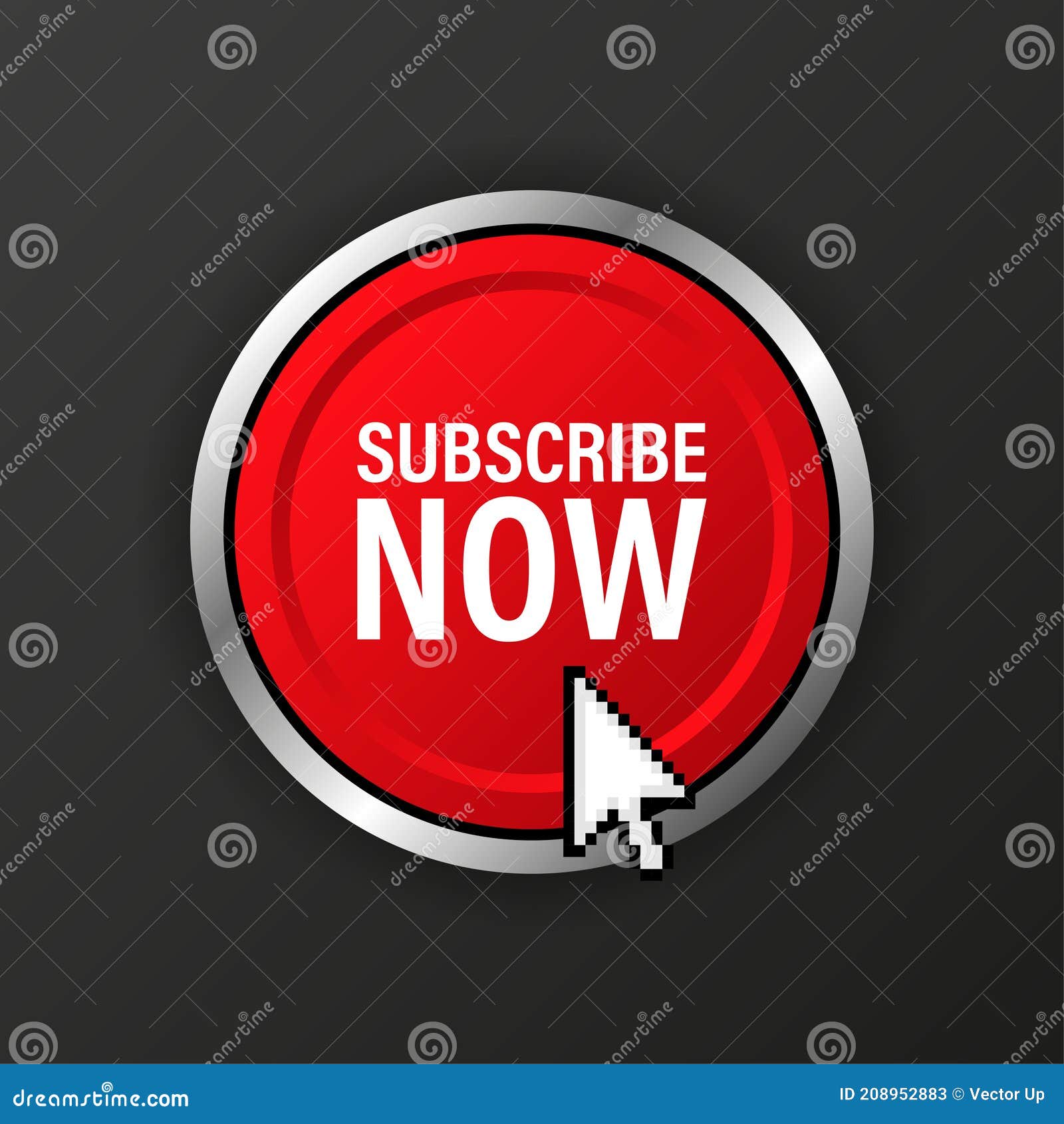 Red Rounded Subscribe Button on White Background. Vector Illustration ...