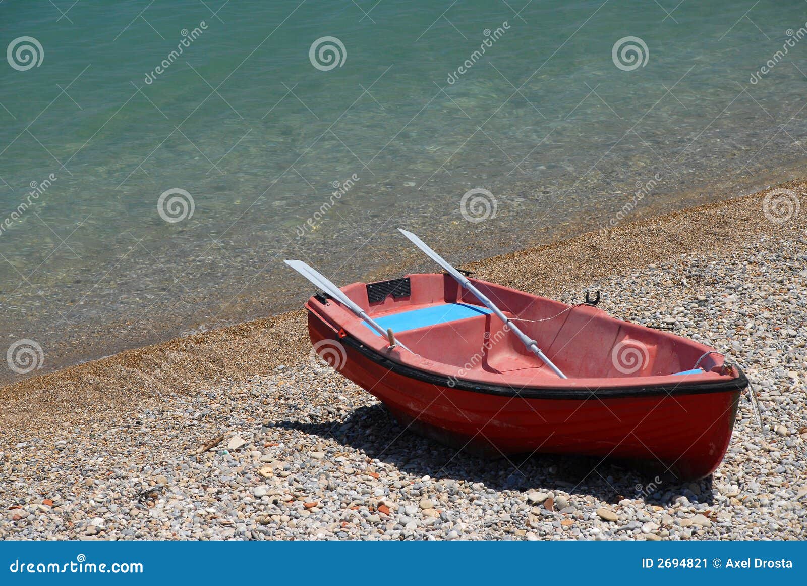 Red rowboat on beach stock image. Image of mediterranean - 2694821