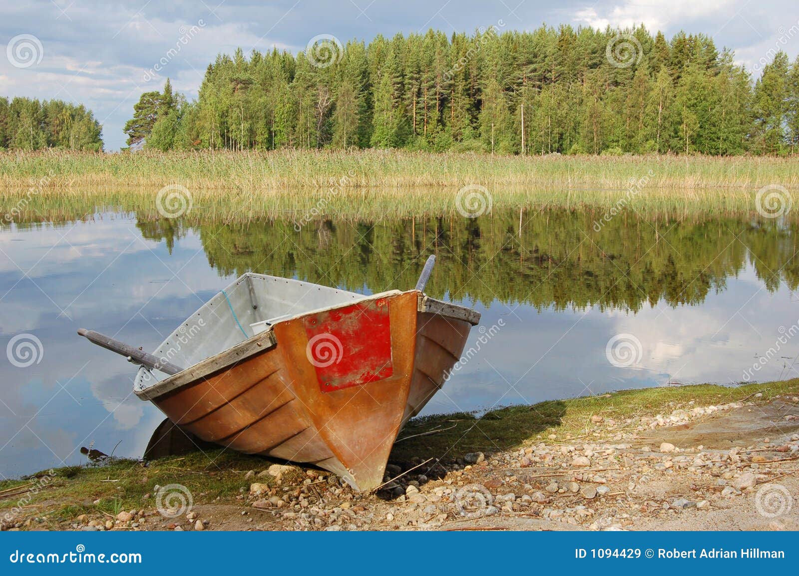 Red rowing boat stock image. Image of lake, dinghy, finland - 1094429