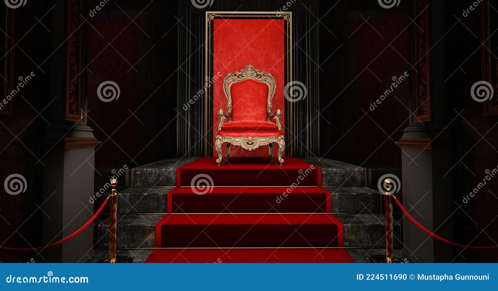 Red Royal Chair on a Red and Black Background, VIP Throne, Red Royal ...