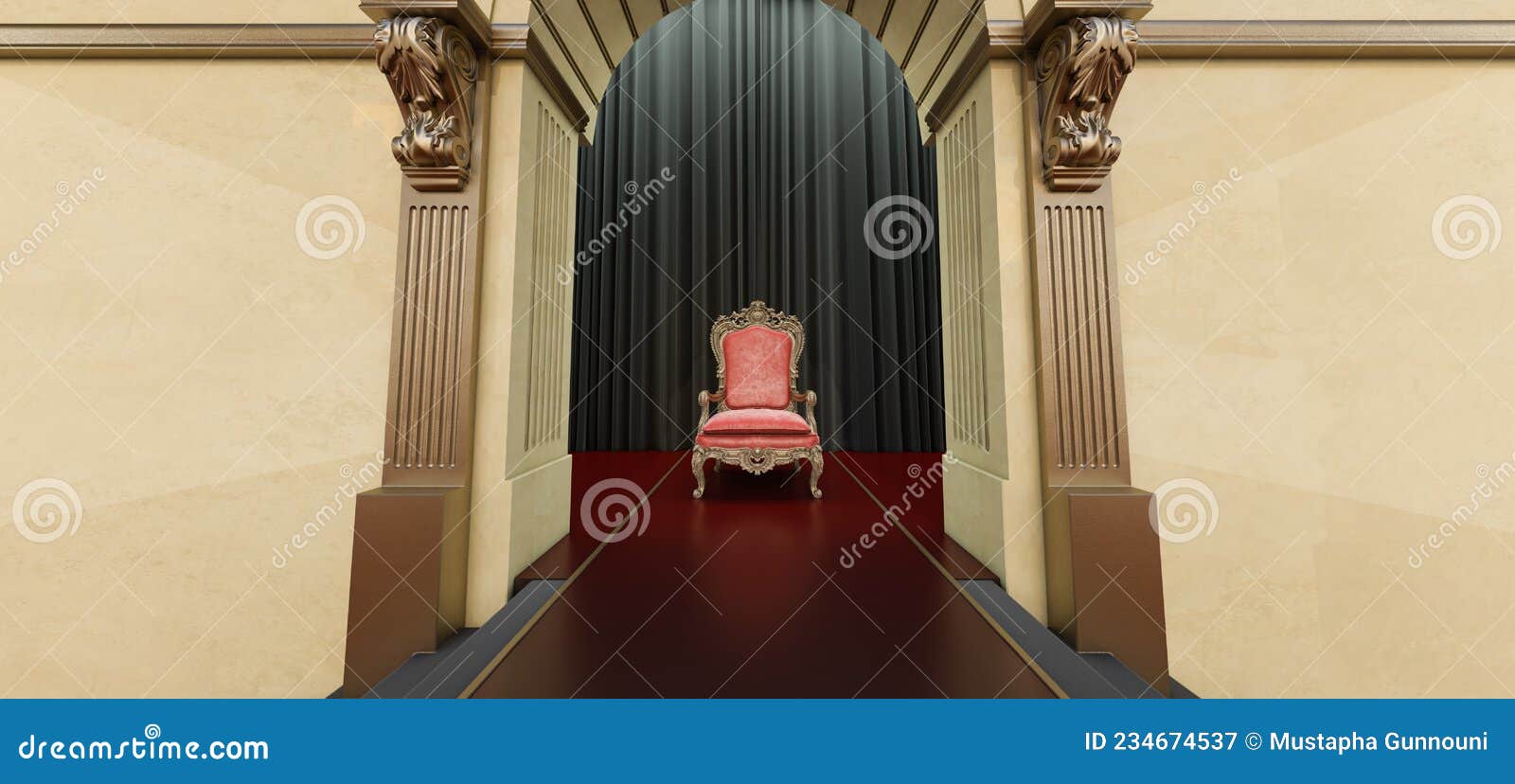 Red Royal Throne, Throne Room, Red Carpet Leading To the Luxurious ...