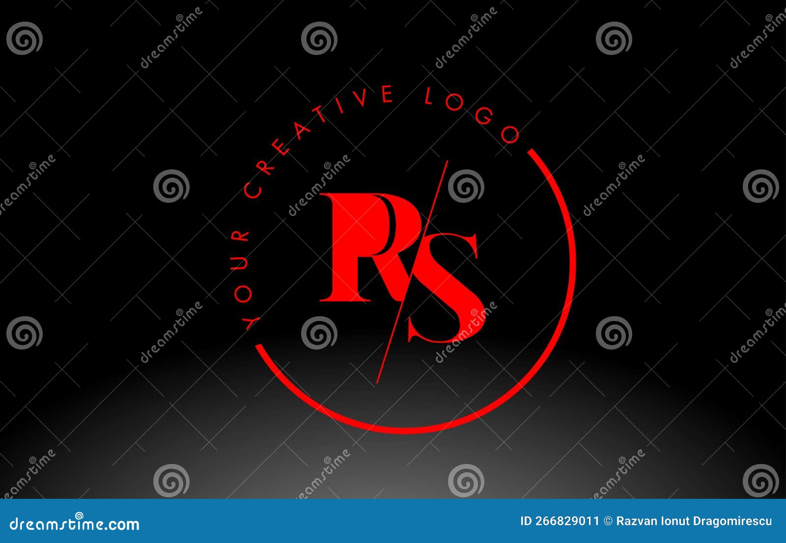 Red RS Serif Letter Logo Design with Creative Intersected Cut Stock ...