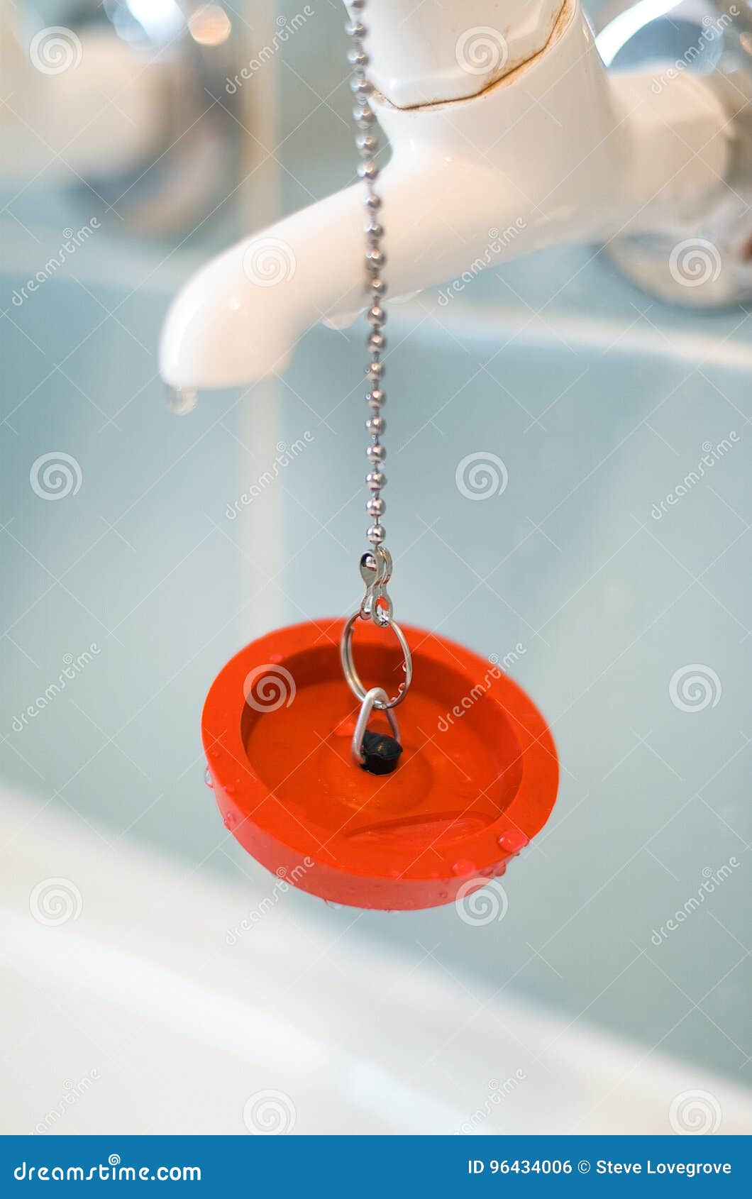 Red Rubber Bath Plug on Chain Stock Photo - Image of chain, faucet ...