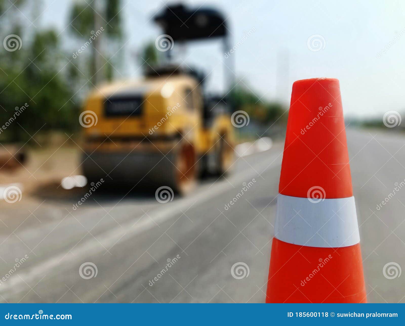 Red Rubber Cones Installed To Prevent Danger in Construction Stock ...