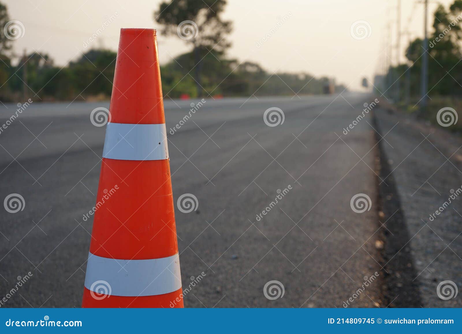 Red Rubber Cones Installed To Prevent Danger In Construction Stock ...