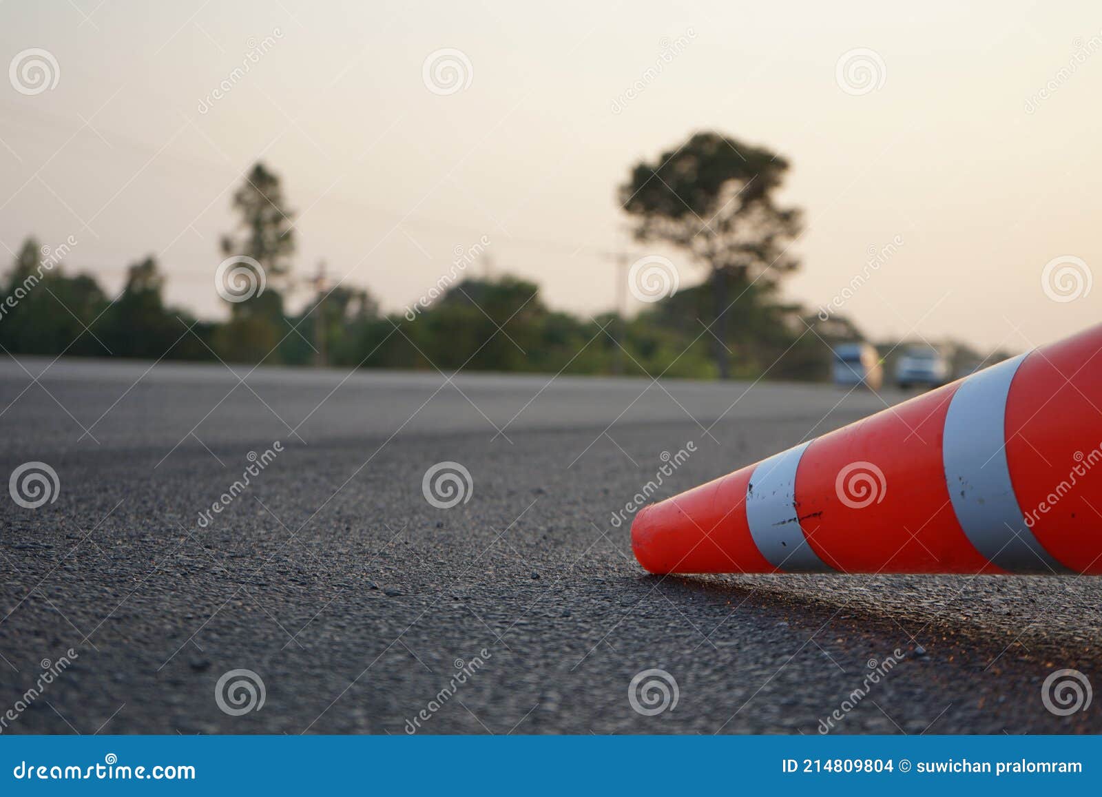Red Rubber Cones Installed To Prevent Danger In Construction Stock ...