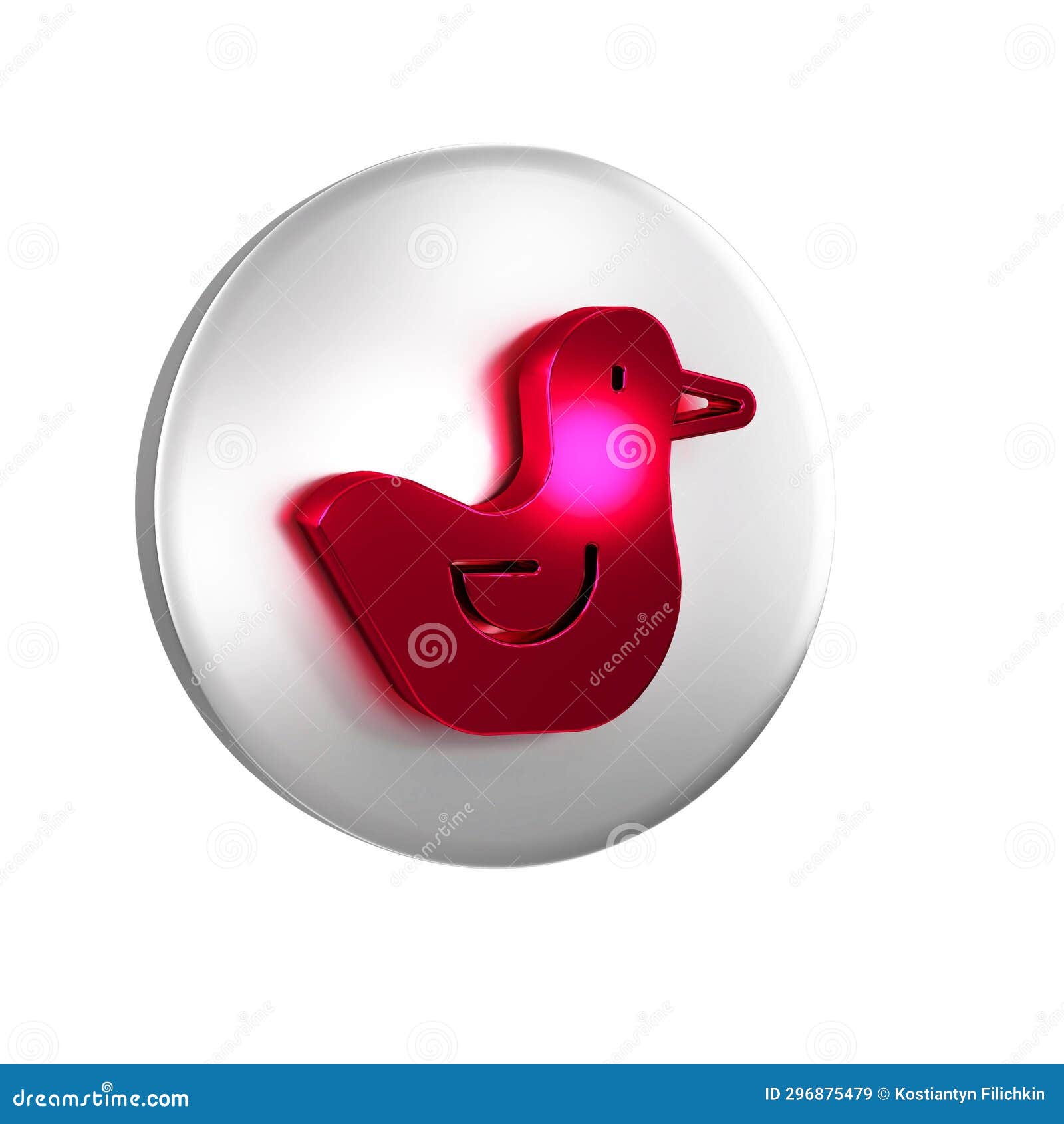 Red Rubber Duck Icon Isolated on Transparent Background. Silver Circle ...