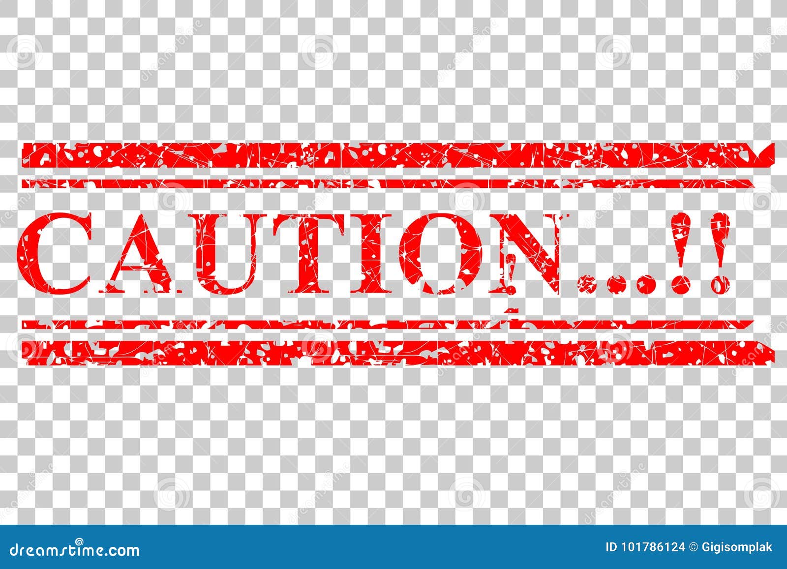 Red Rubber Stamp, Caution, at Transparent Effect Background Stock ...