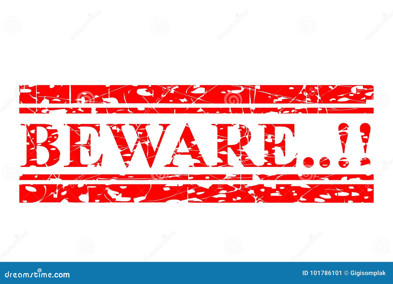 Red Rubber Stamp Effect, Beware Isolated on White Stock Vector ...