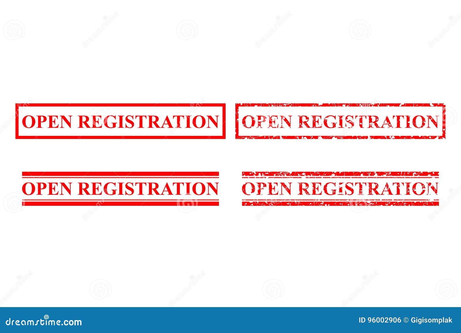 Red Rubber Stamp Effect Open Registration Stock Vector - Illustration ...