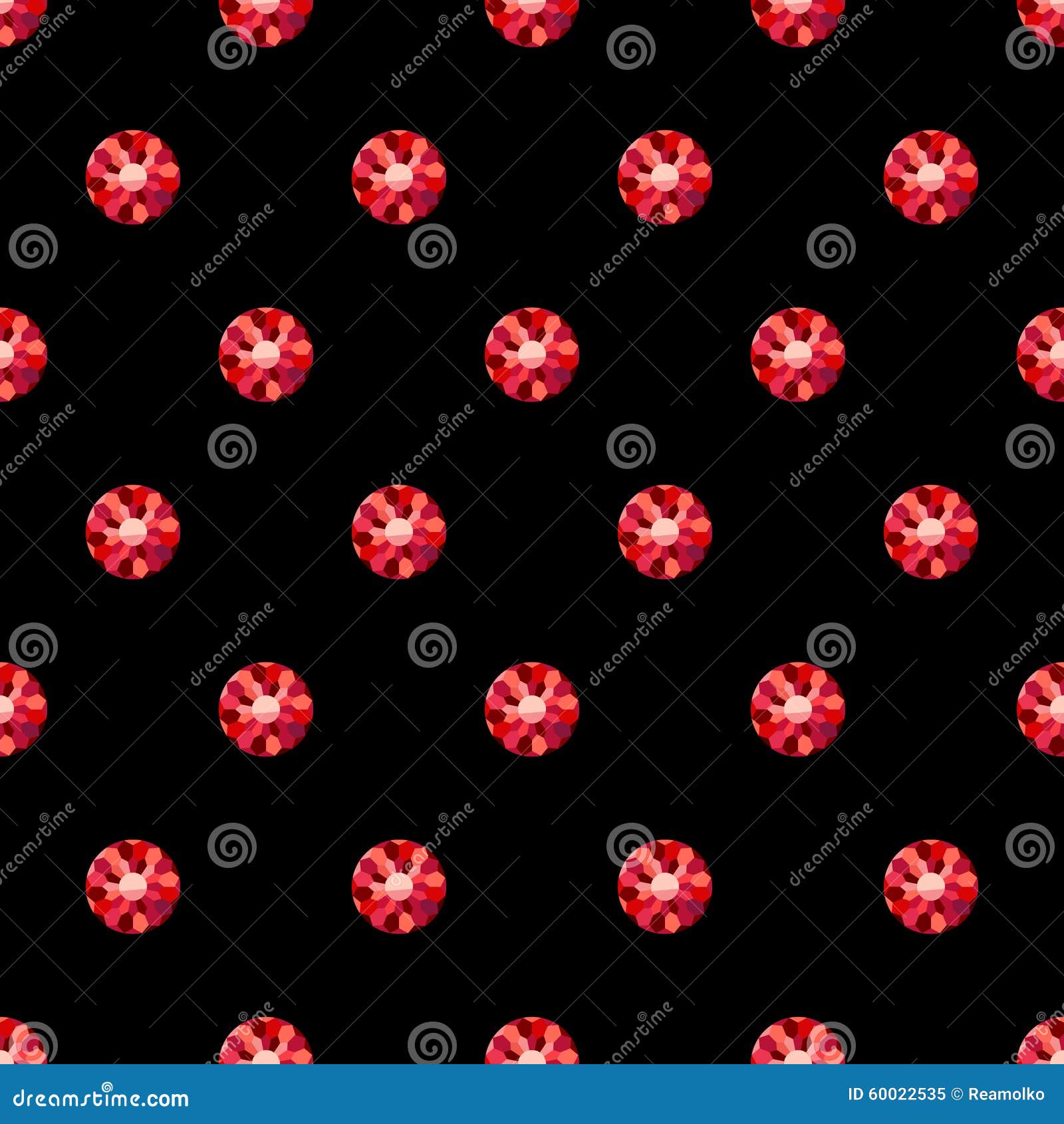 Red Rubies on Black Seamless Simple Style Pattern Stock Vector ...