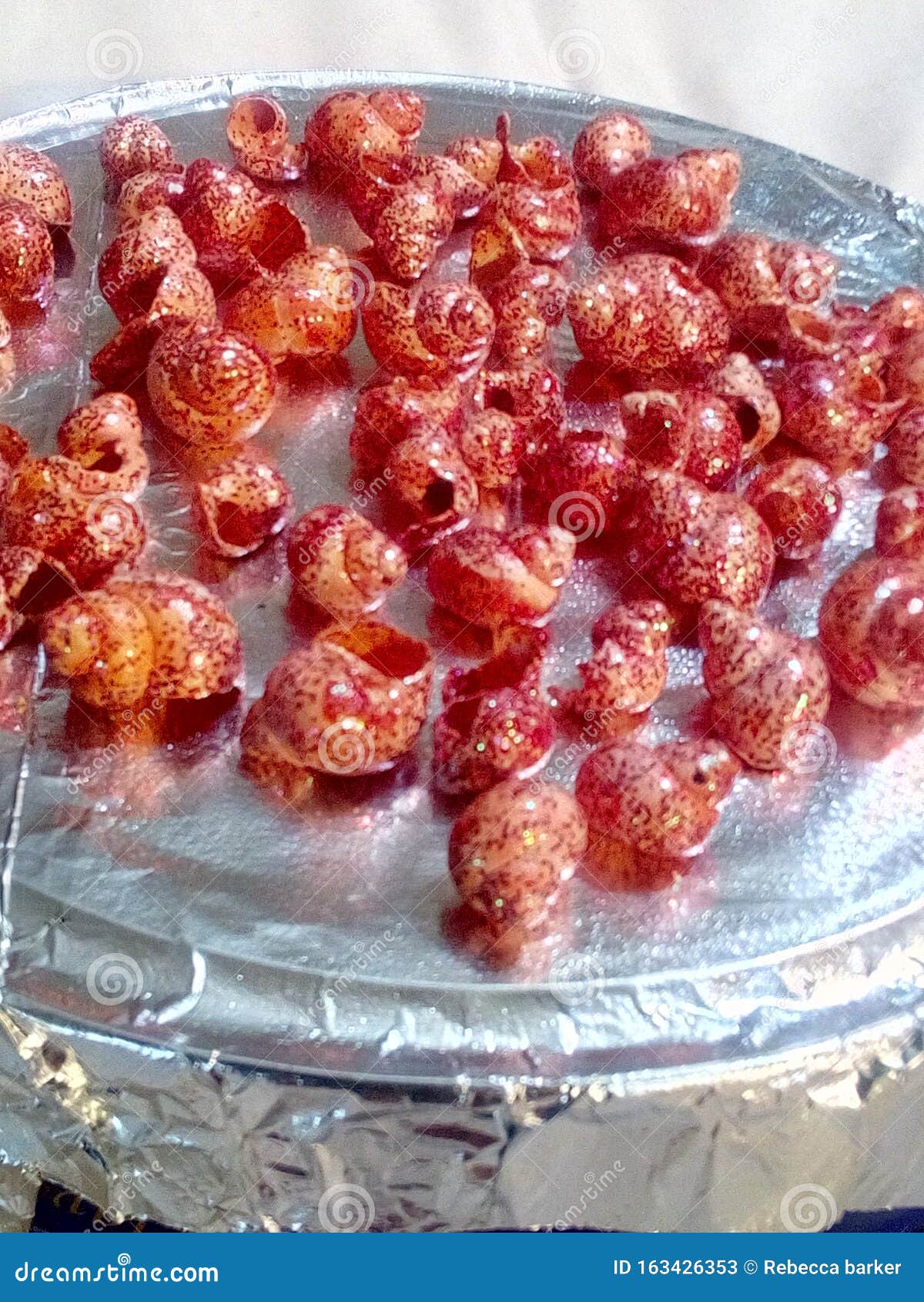 Red Ruby Colored Tiny Sea Shells Dyed Stock Image - Image of ruby ...