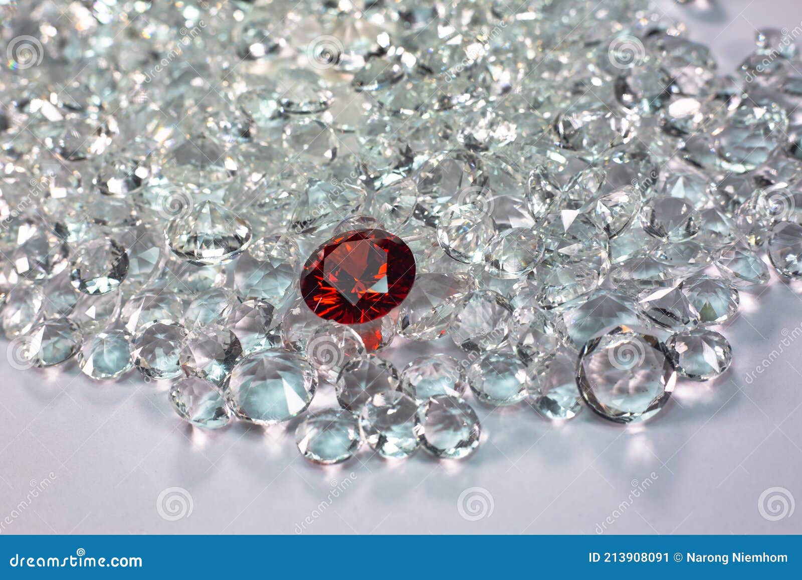 Red Ruby Diamonds are Placed on a Pile of White Diamonds Stock Image ...