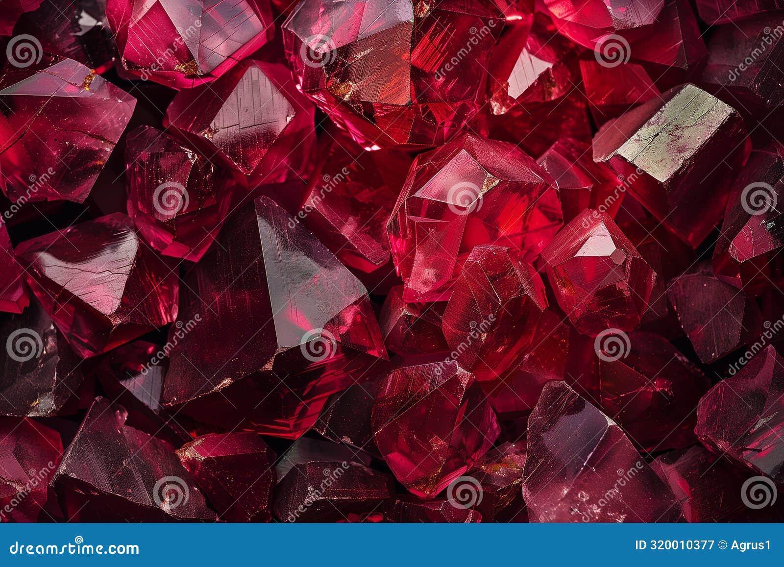 Red Ruby Gem Crystals Background, Top View Stock Illustration ...