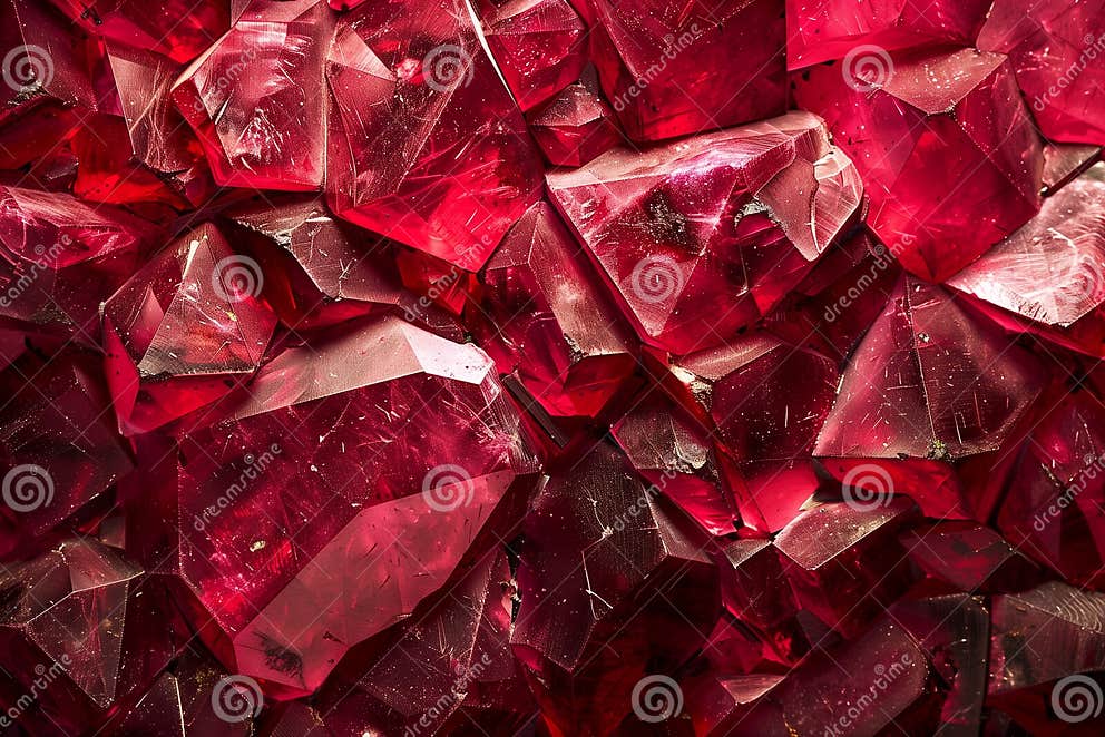 Red Ruby Gem Crystals Background, Top View Stock Illustration ...