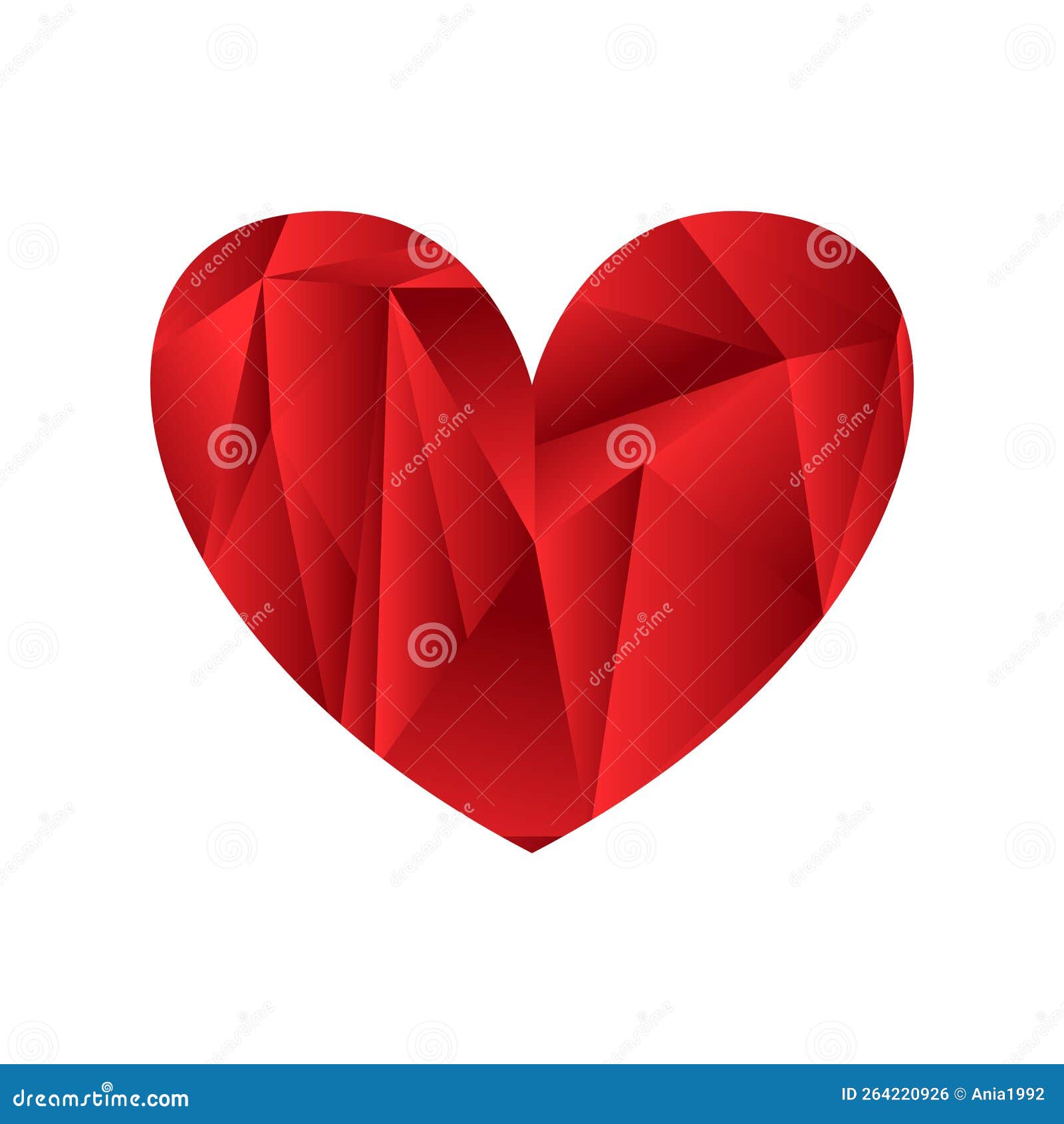 Red Ruby Heart Shape of Triangles. a Design Element for Valentine`s Day ...