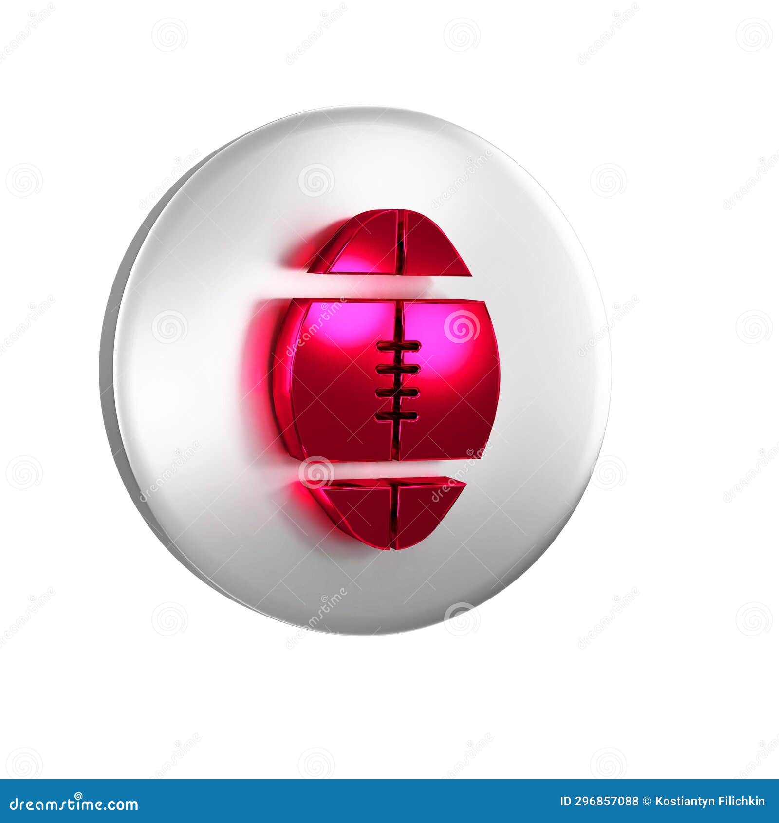 Red Rugby Ball Icon Isolated on Transparent Background. Silver Circle ...