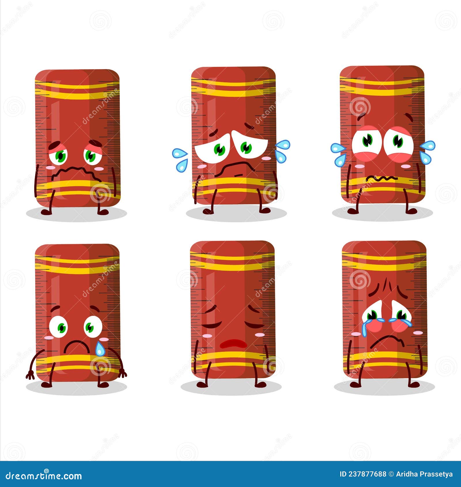 Red Ruler Cartoon Character with Sad Expression Stock Vector ...