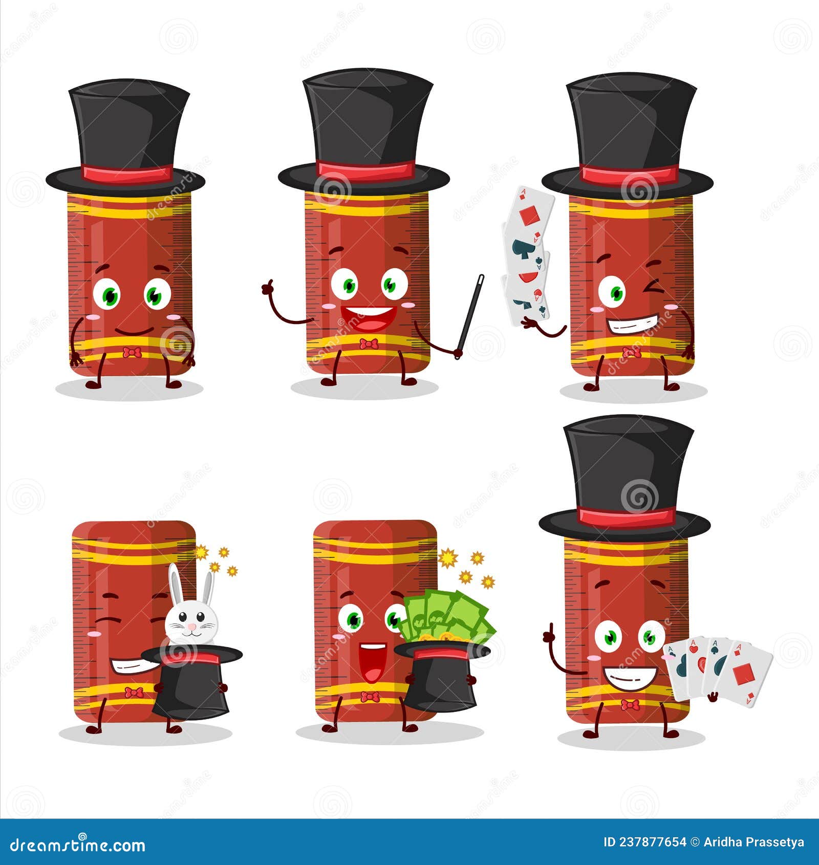 A Red Ruler Magician Cartoon Character Perform on a Stage Stock Vector ...