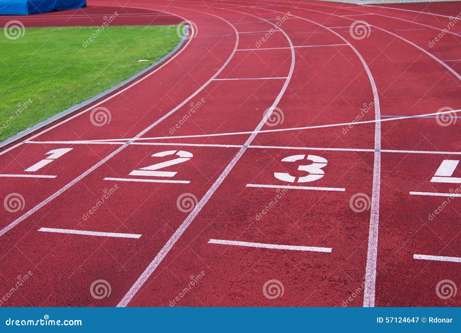 Red Running Racetrack on the Athletic Stadium Stock Image - Image of ...