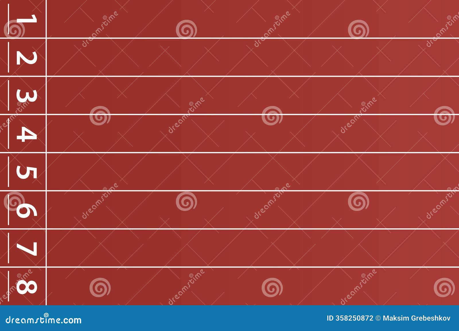 Red Running Track Lanes with Numbers Stock Photo - Image of fitness ...